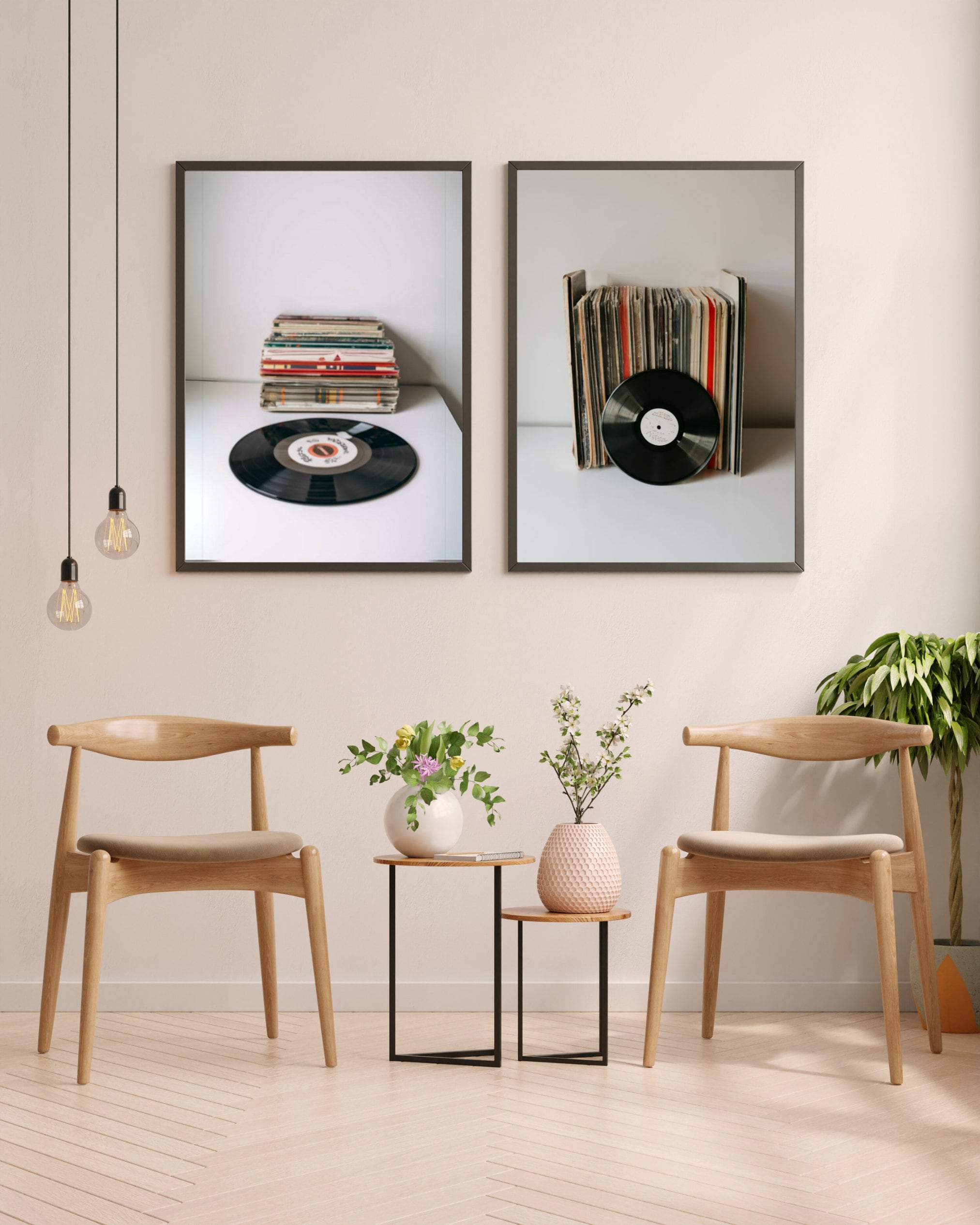 Vinyl Records Wall Art Set of 3, Record Player Print Gift for Music ...