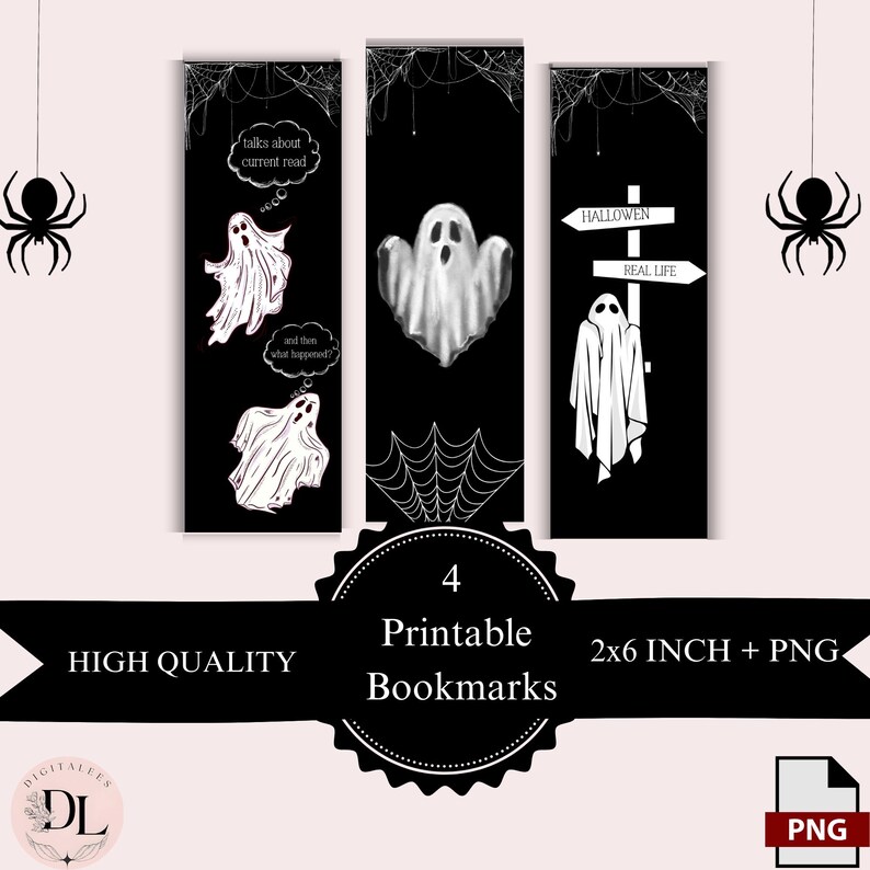 Halloween Bookmarks, Ghost Spooky Horror Bookmarks, Cute Ghost Print ...