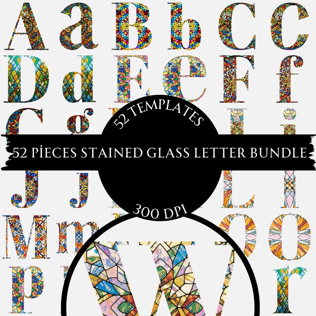 Stain Glass Alphabet Clipart Stain Glass Lettering, Simple Letters ...