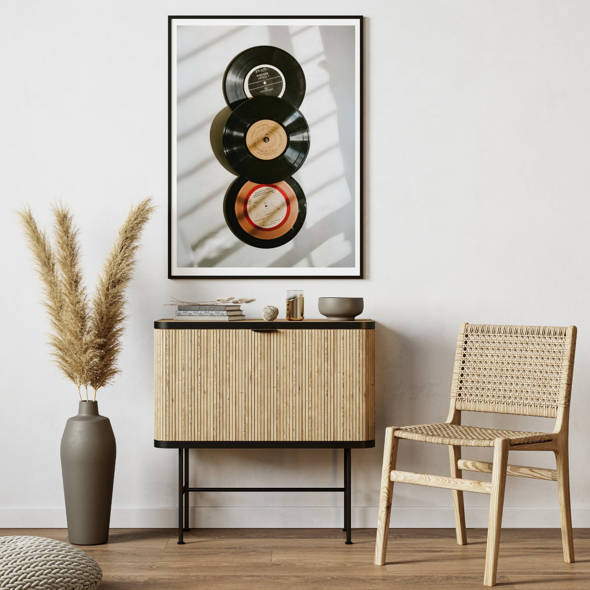 Vinyl Records Wall Art Set of 3, Record Player Print Gift for Music ...