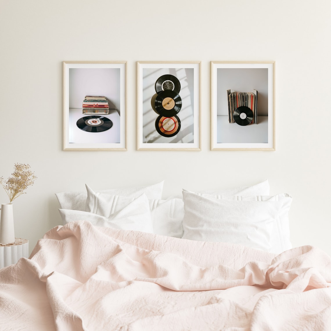 Vinyl Records Wall Art Set of 3, Record Player Print Gift for Music ...
