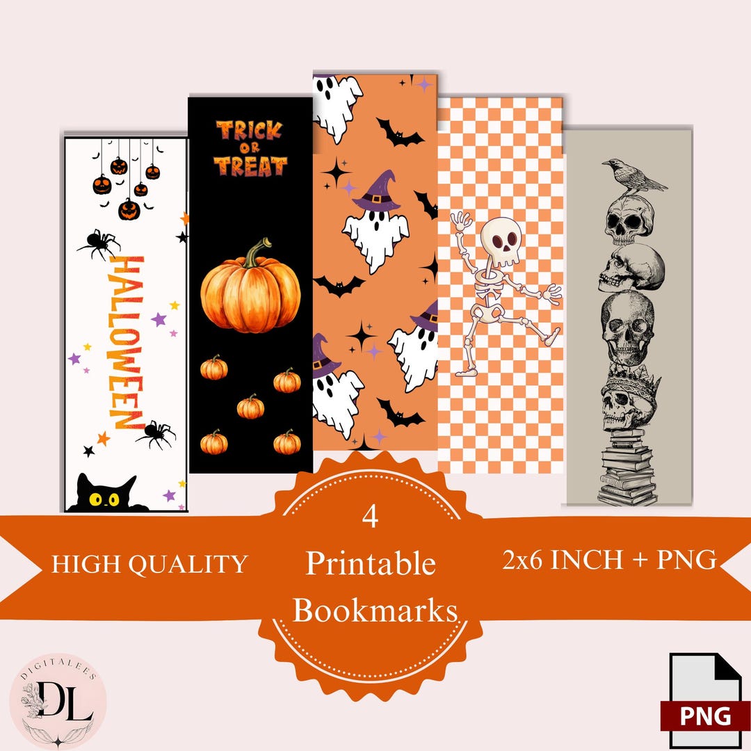 Halloween Bookmarks, Skull Horror Bookmarks, Cute Pumpkin Ghost Print ...