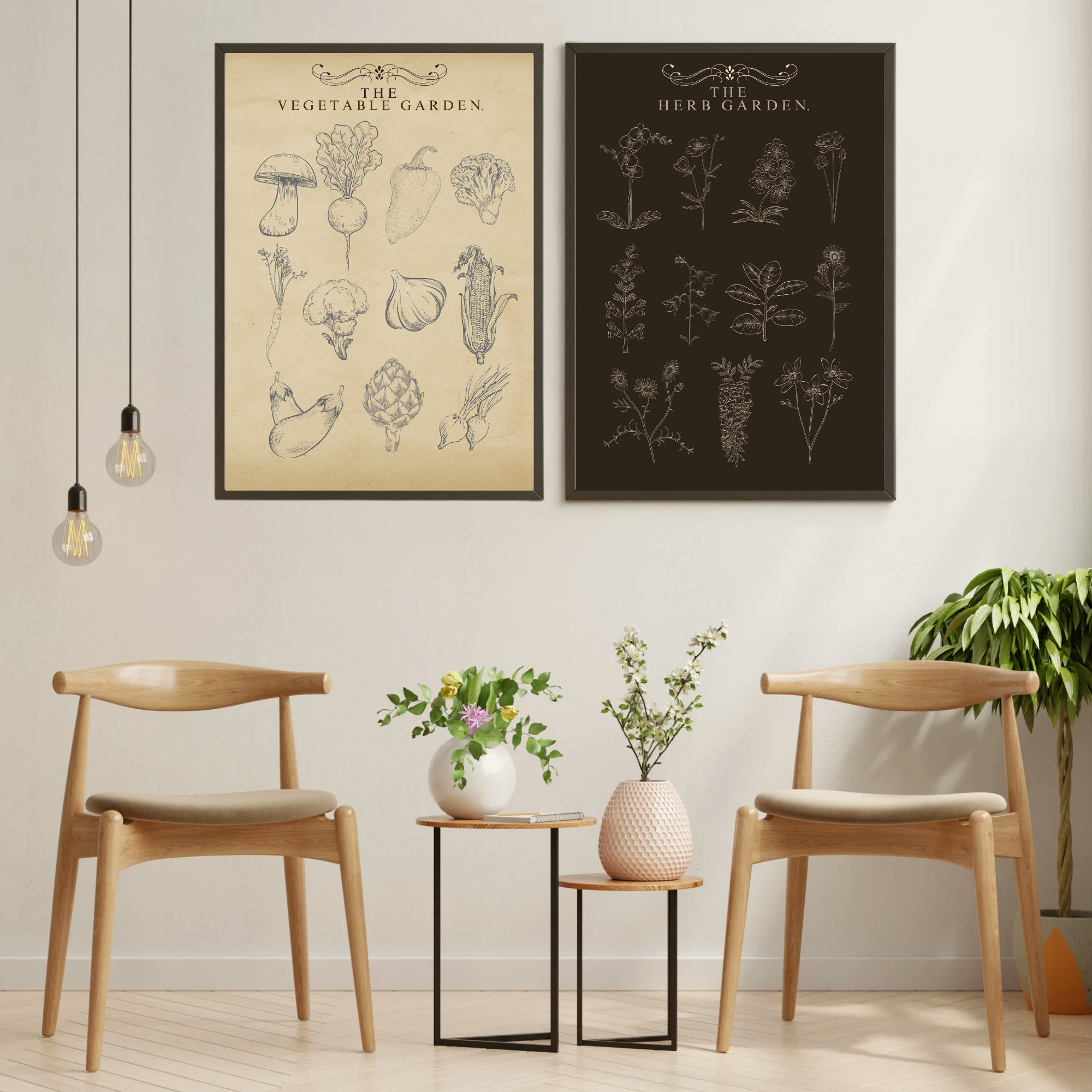 Vintage Herb Garden Poster,herb and Vegetable Prints, Kitchen Wall Art ...