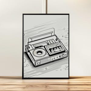Retro Music Wall Art, Vinyl Record Set, Vintage Musical Room Poster ...