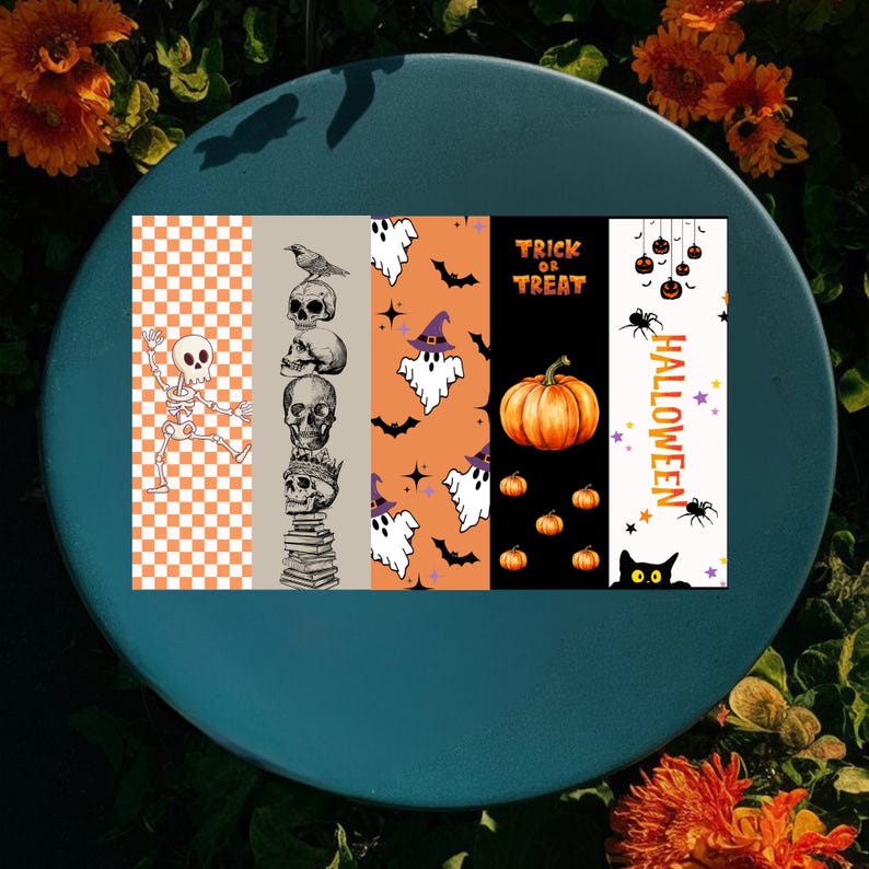Halloween Bookmarks, Skull Horror Bookmarks, Cute Pumpkin Ghost Print ...