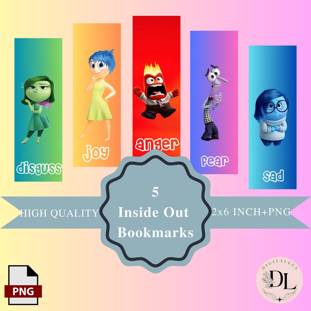 Inside Out 2 Pintable Bookmarks, Emotional Prints, Fear, Sad, Joy ...