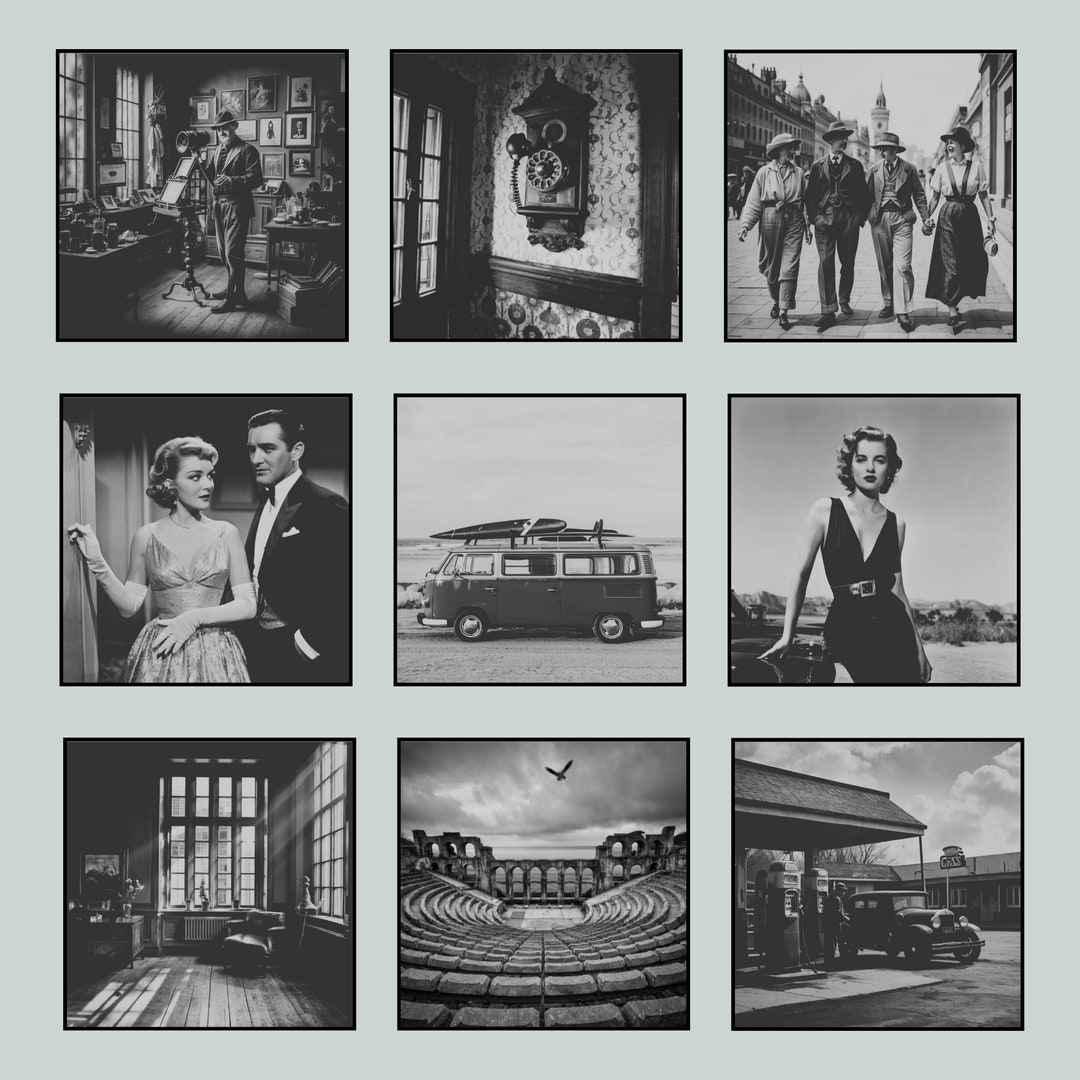 Old Times Vintage Photos Gallery Set of 10, Black and White Art ...