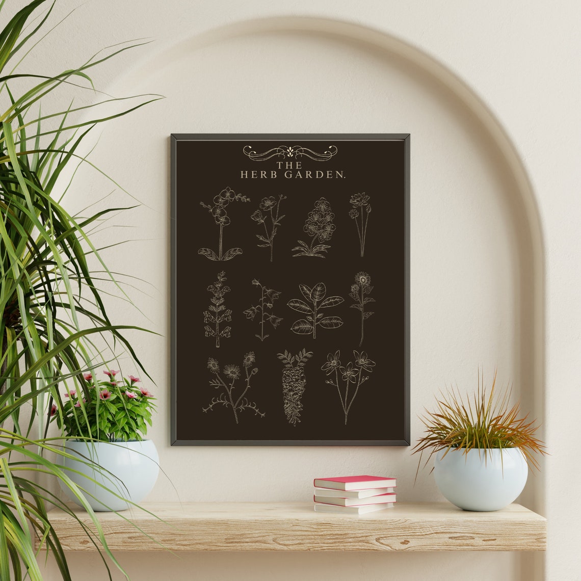 Vintage Herb Garden Poster,herb and Vegetable Prints, Kitchen Wall Art ...