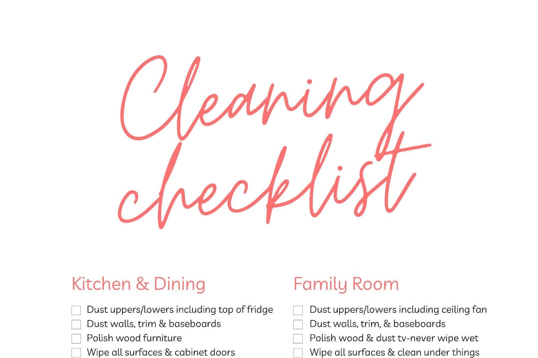 Cleaning Checklist - Etsy