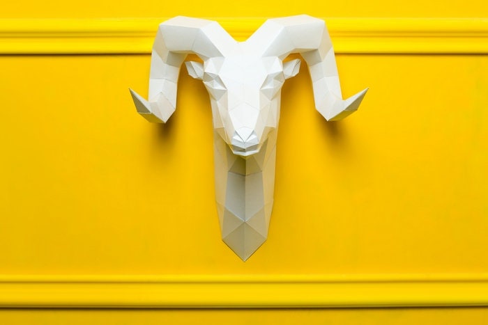 Ram Head: Digital Files for Papercraft. Printable PDF Template. 3d Origami Model DIY. Wall Decor ...