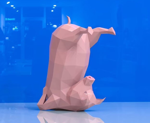 Yoga Pig: Digital Files for Papercraft. Printable PDF Template. 3d ...
