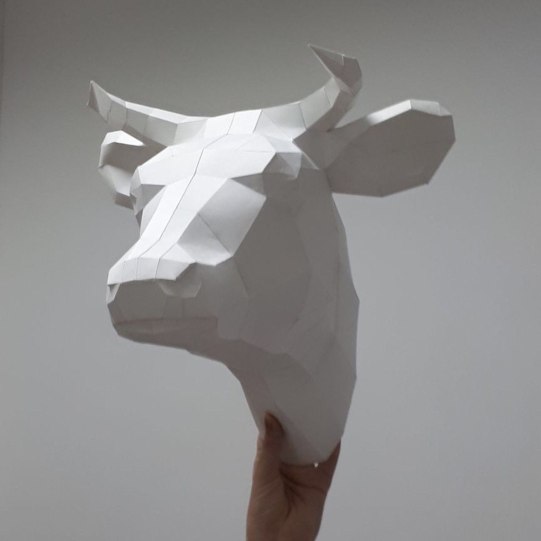 Cow Head: Digital Files for Papercraft. Printable PDF Template. 3d ...