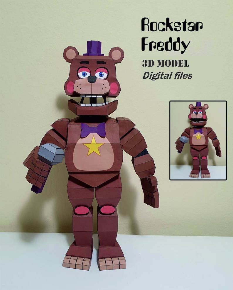 Rockstar Freddy 3D Papercraft PDF Template, FNAF DIY Paper Model - Etsy