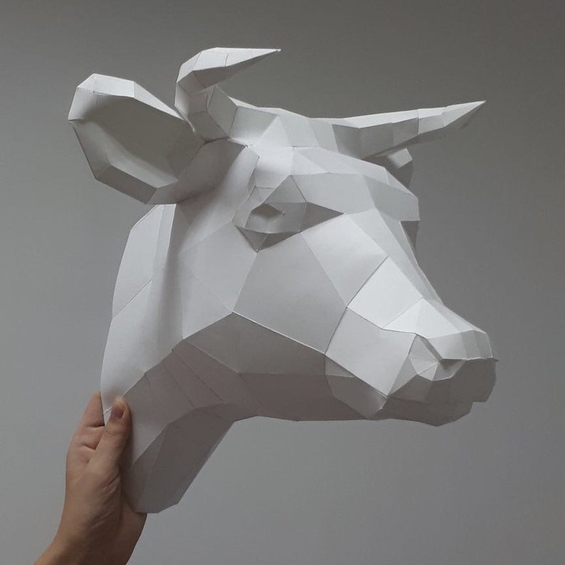 Cow Head: Digital Files for Papercraft. Printable PDF Template. 3d ...
