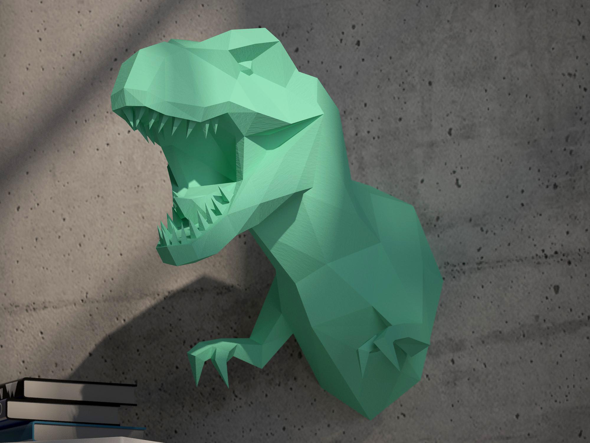 T-rex 3D Papercraft PDF Template, Low Poly Wall Decor - Etsy