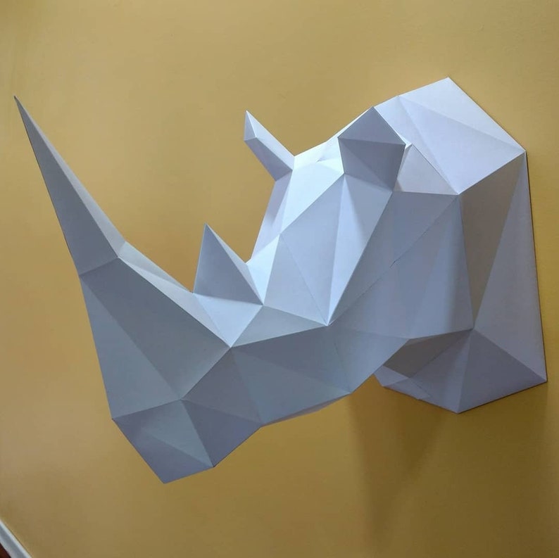 Rhino Head: Origami Decor Digital Files for Papercraft. Printable PDF ...
