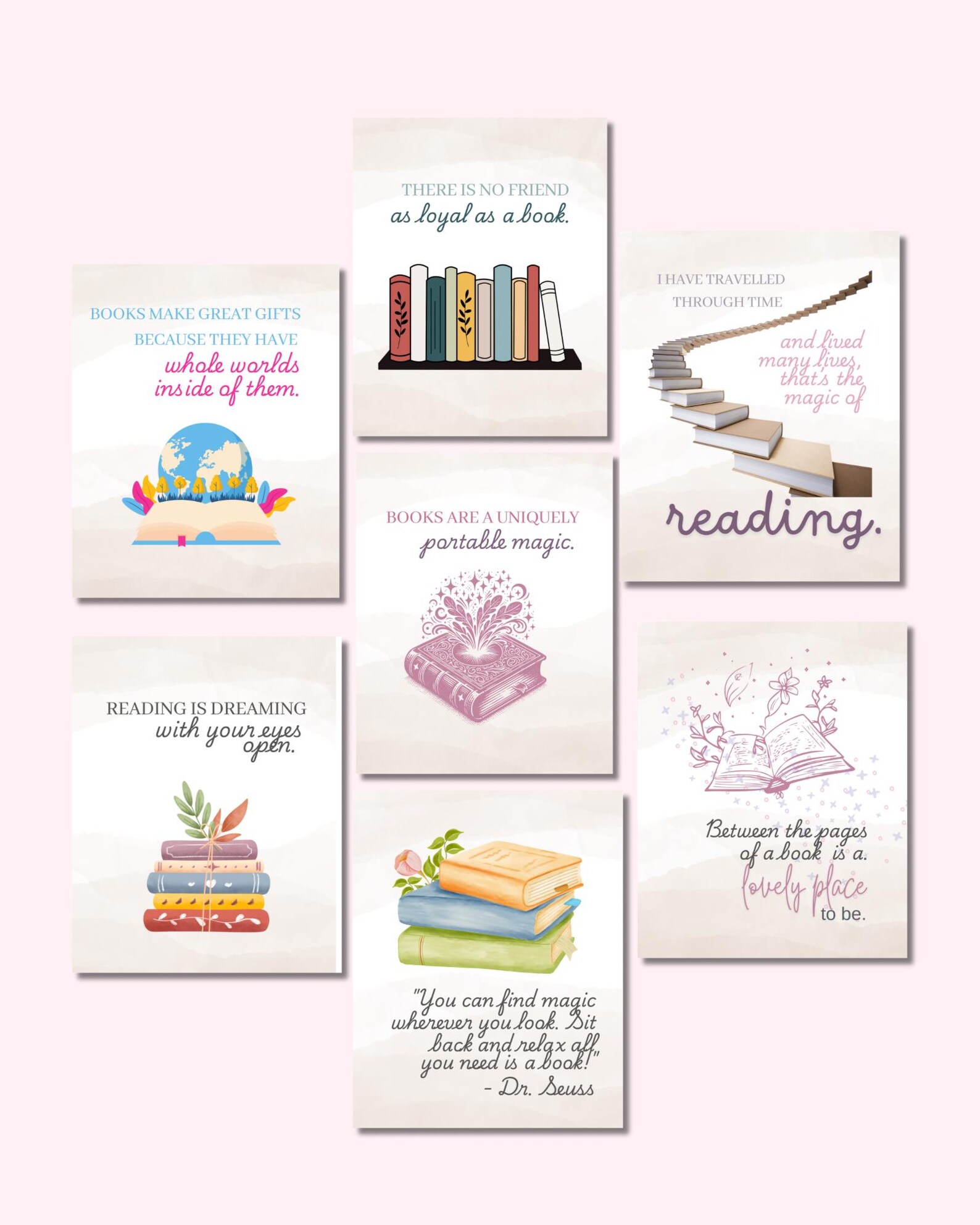Classroom Posters 7 Inspirational Reading Quotes Poster Reading/ Book ...