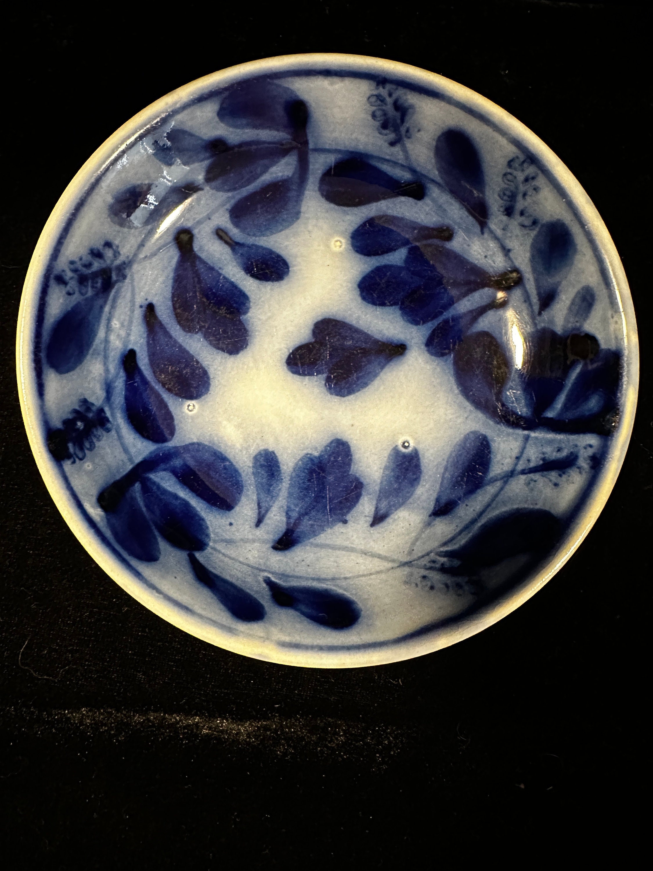Antique Flow Blue Spinach Leaf Brushstroke Finger Bowl - Etsy