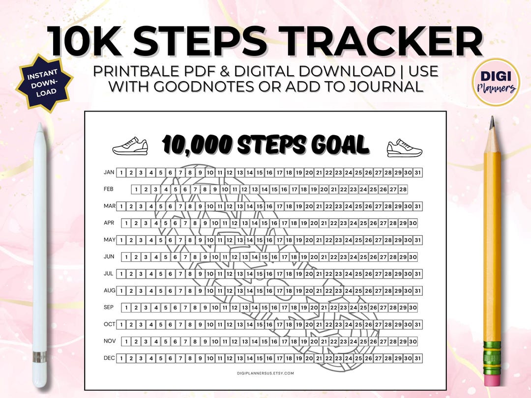 Fitness Goals Planner: 10K Step Tracker and Running Log, Year in Pixels ...