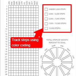 Step Tracker Yearly Letter + A5 Journal Pages Fitness Steps Printable ...