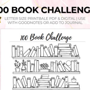 100 Book Challenge 8x11 Reading Challenge Printable & Digital School ...