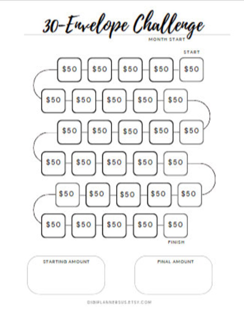 BUNDLE 30 Day Envelope Challenge Savings Goal Setting Progress Trackers ...