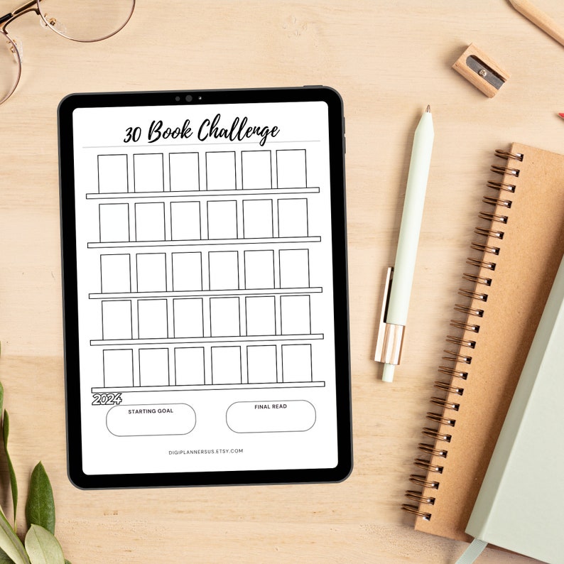 30 Book TBR Reading Challenge Printable & Edit With Goodnotes to Be ...