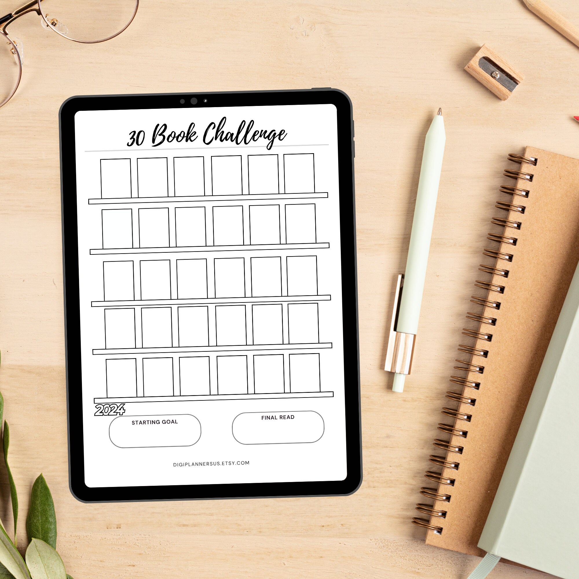 30 Book TBR Reading Challenge Printable & Edit With Goodnotes to Be ...