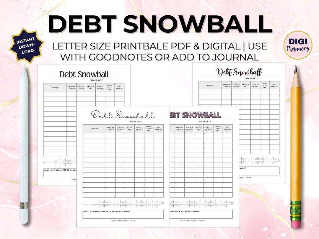 Debt Payoff Tracker Template Printable + Digital Budget Debt Free ...