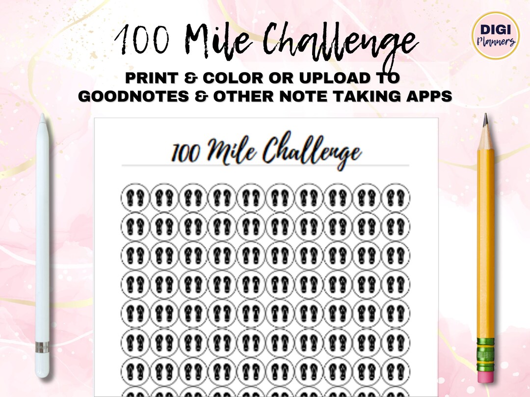 100 Mile Fitness Challenge Printable & Digital Goodnotes Run Walk ...