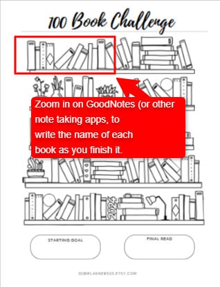 100 Book Challenge 8x11 Reading Challenge Printable & Goodnotes School ...