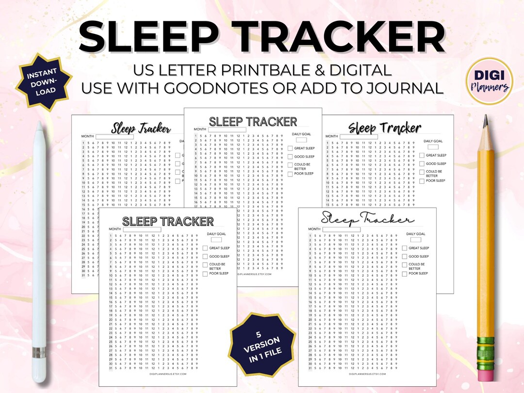 Sleep Tracker Year in Pixels US Letter Journal Printable + Digital ...