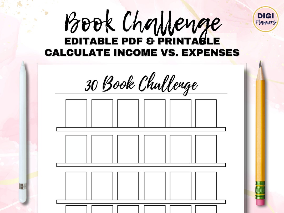 30 Book TBR Reading Challenge Printable or Digital to Be Read Back to ...