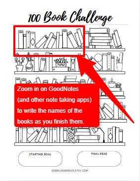 100 Book Challenge 8x11 Reading Challenge Printable & Digital School ...