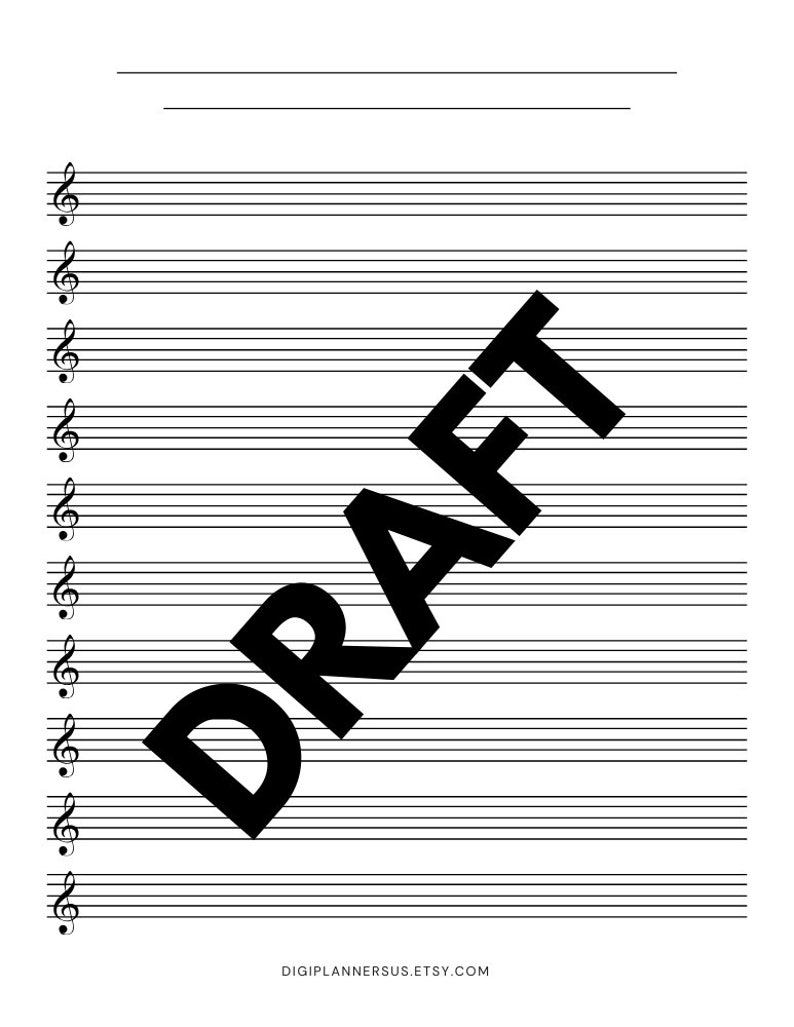 Printable Blank Sheet Music Letter Size Print/ Digital Piano Staff ...