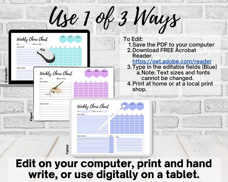 Family Command Center Bundle - Printable Chore Chart, Cleaning ...