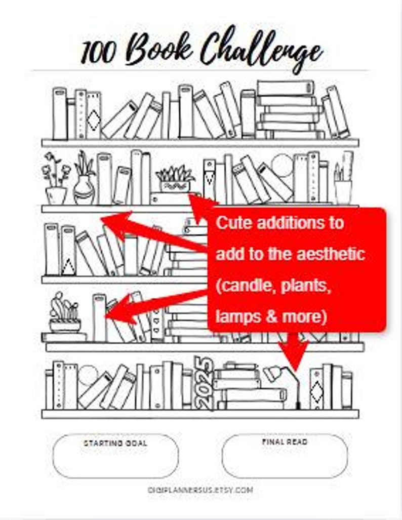 100 Book Challenge 8x11 Reading Challenge Printable & Digital School ...