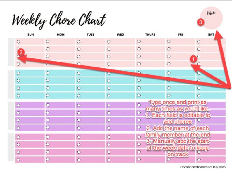 Family Command Center Bundle - Printable Chore Chart, Cleaning ...