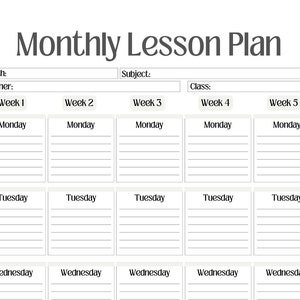 Lesson Plan Templates Daily Weekly & Monthly Planner Printable Digital ...