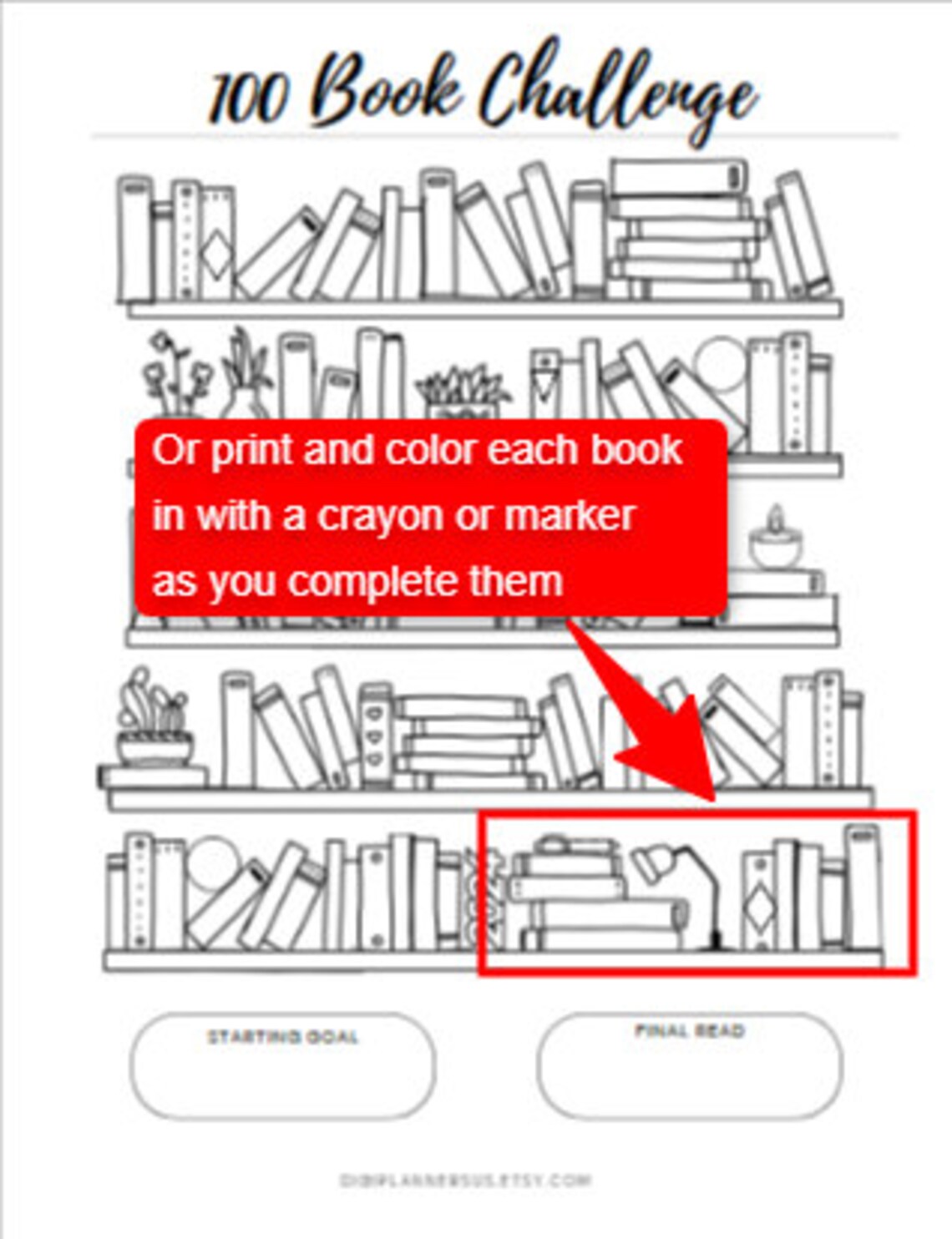 100 Book Challenge 8x11 Reading Challenge Printable & Goodnotes School ...