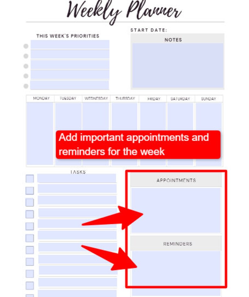 EDITABLE Weekly Planner Printable to Do List Minimal Weekly - Etsy