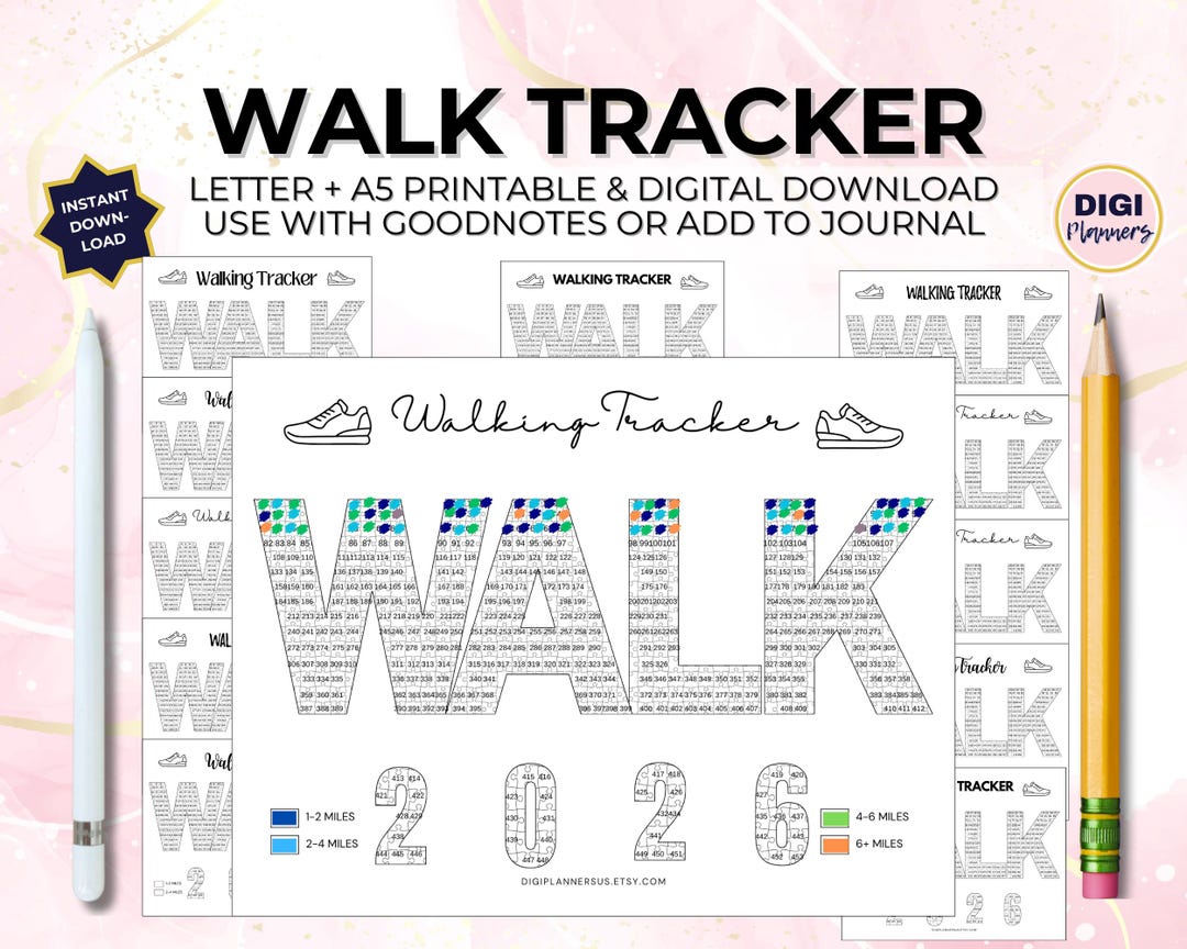 2026 Walk Tracker Puzzle Letter Fitness Journal 385 Mile Walking Yearly ...