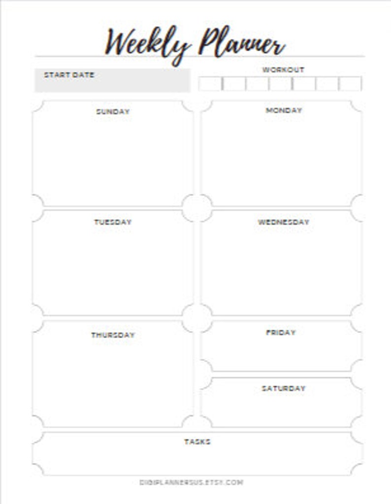 Weekly Planner Printable Fillable to Do List Minimalist Weekly Schedule ...