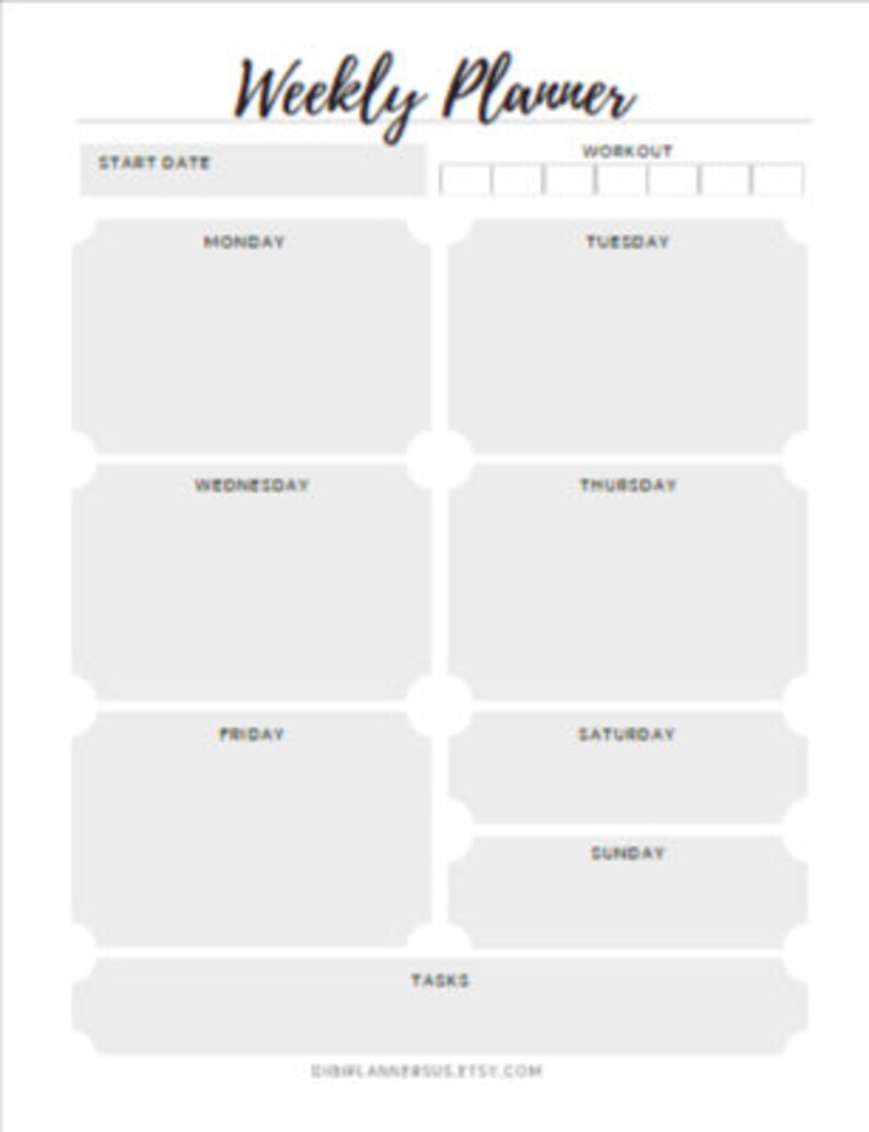 Weekly Planner Printable Fillable to Do List Minimalist Weekly Schedule ...