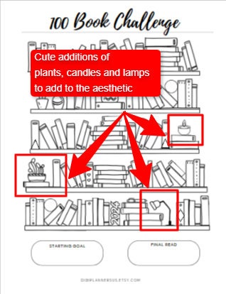 100 Book Challenge 8x11 Reading Challenge Printable & Goodnotes School ...