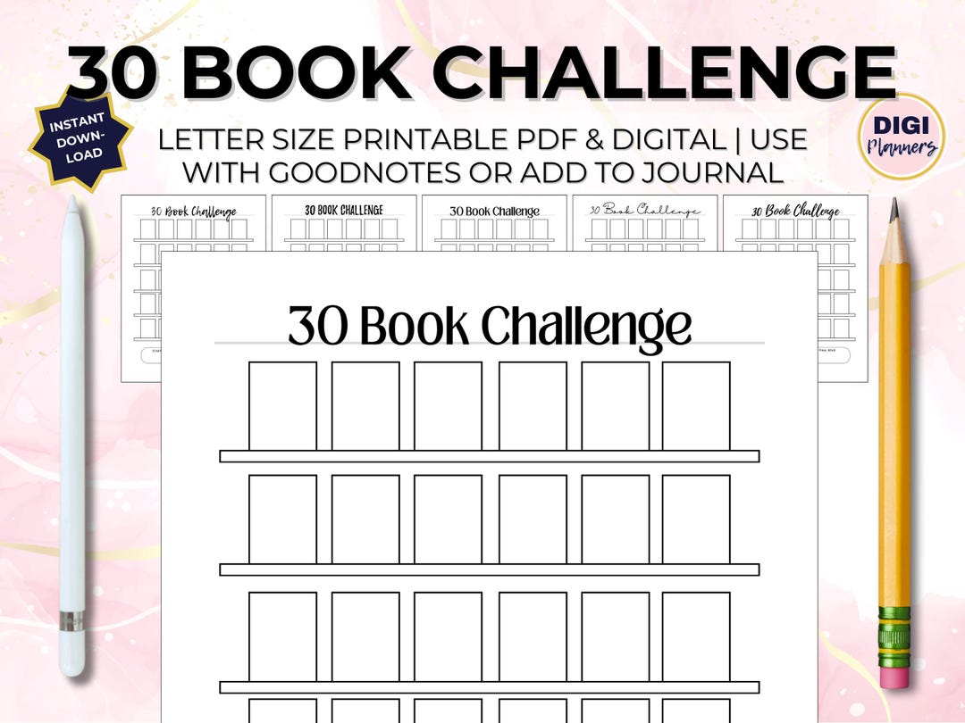 30 Book Reading Challenge TBR Printable & Digital Goodnotes to Be Read ...