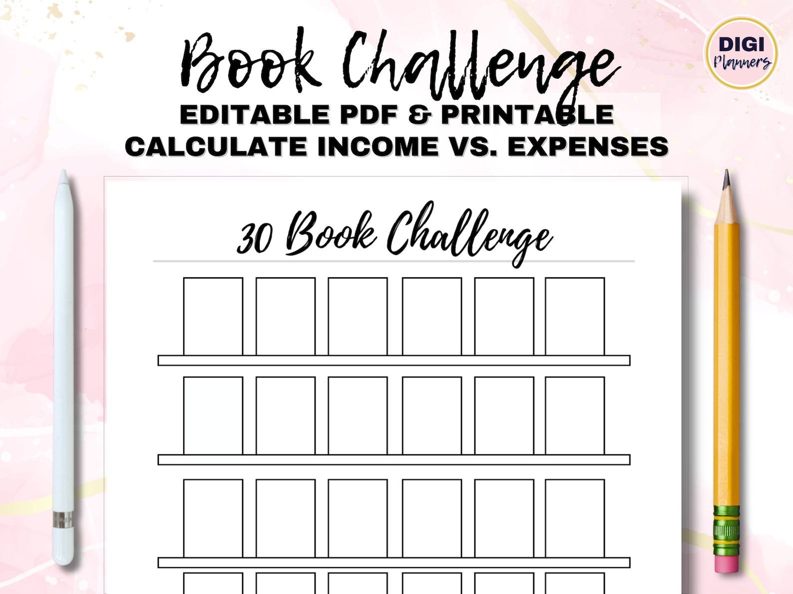 30 Book TBR Reading Challenge Printable & Edit With Goodnotes to Be ...