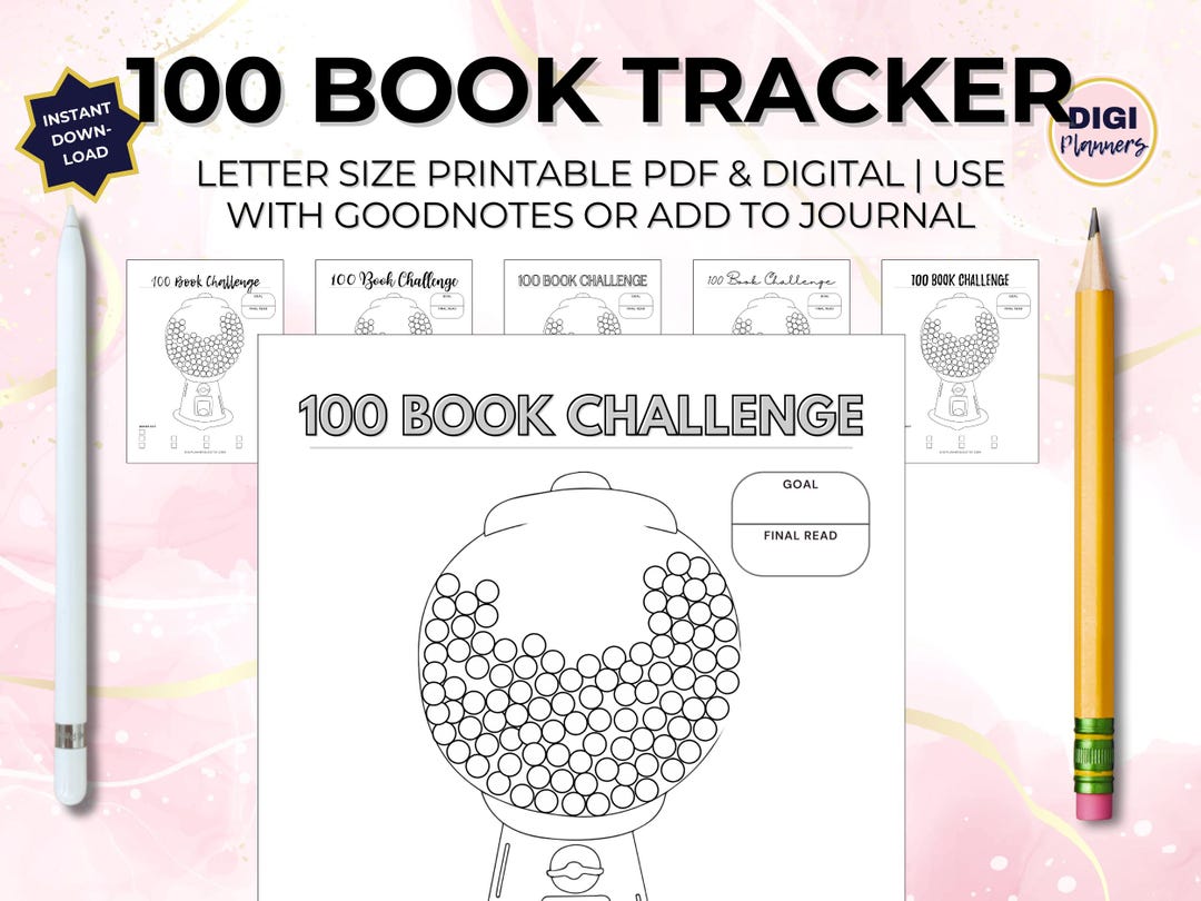 100 Book Challenge 2026 Gumball US Letter Reading Challenge Printable ...