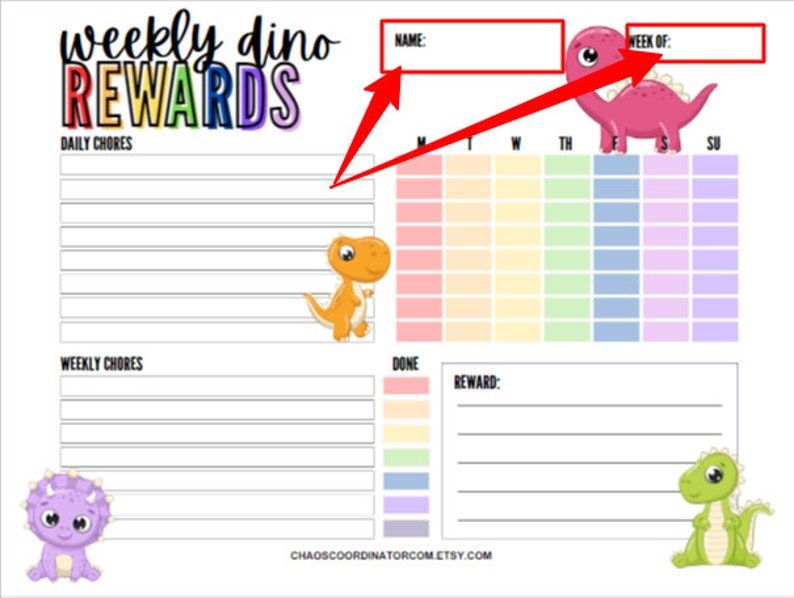 Weekly Chore Chart Allowance Chart Printable Digital Kids & Toddlers to ...