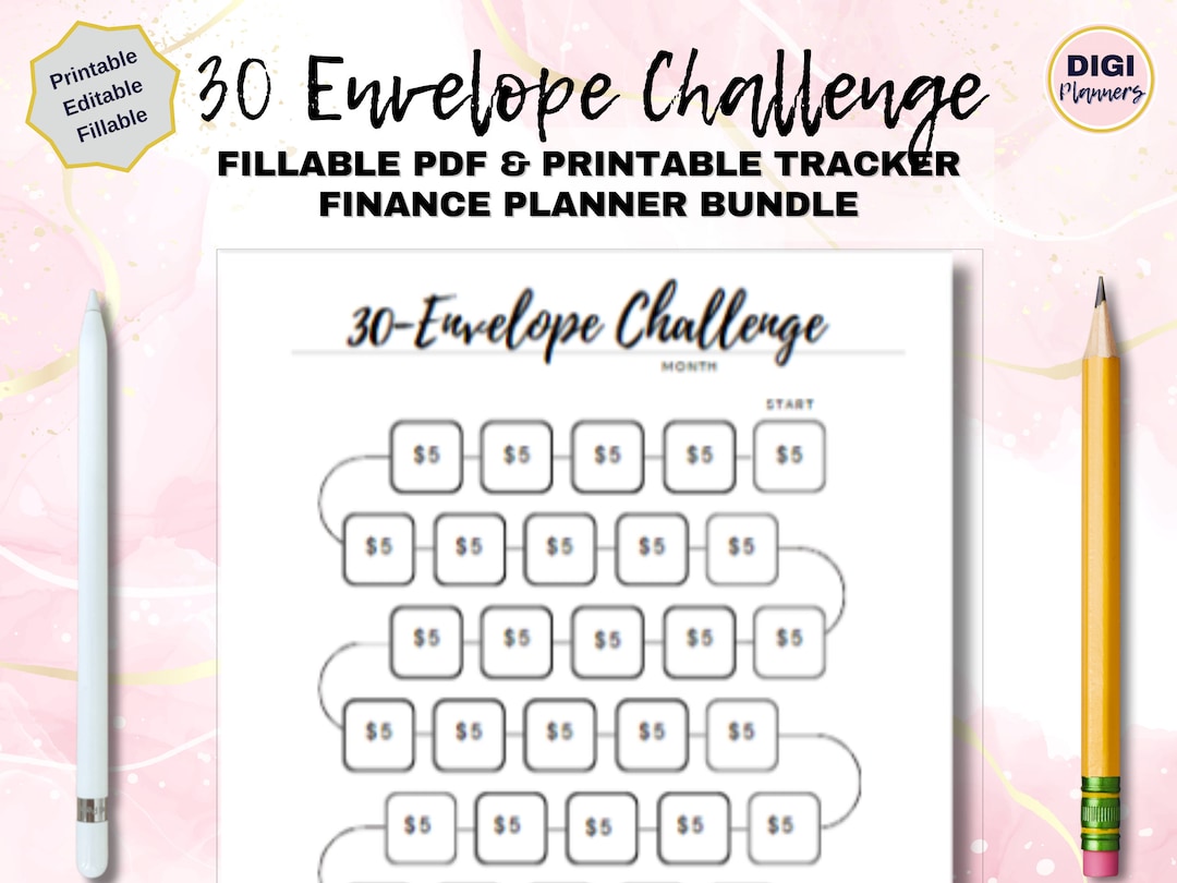 BUNDLE 30 Day Envelope Challenge Savings Goal Progress Tracker Habit ...